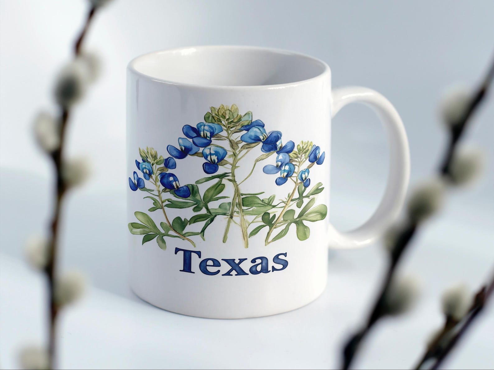 Texas State Flower Bluebonnet Watercolor Design Rustic Dried Pressed ...
