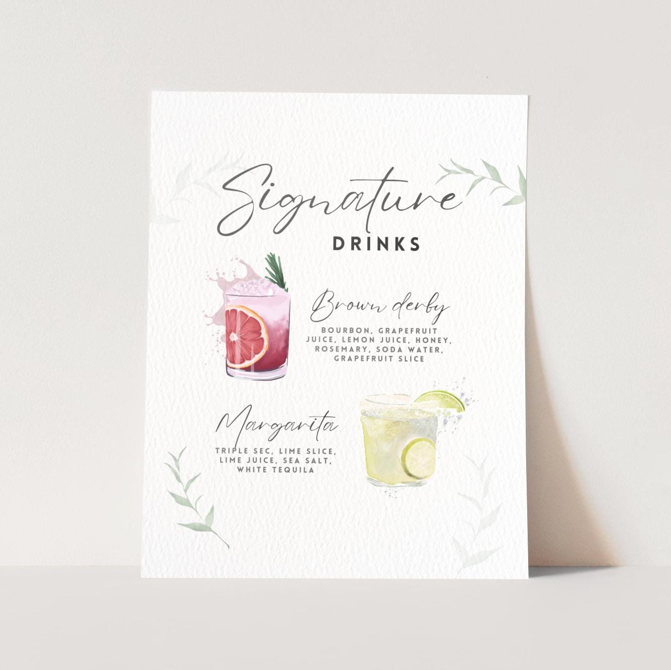 Signature Drink Sign, Editable Open Bar Sign, Signature Cocktail Drinks ...