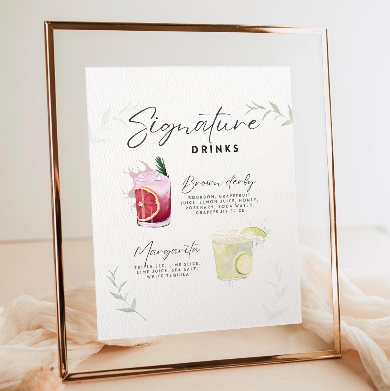 Signature Drink Sign, Editable Open Bar Sign, Signature Cocktail Drinks ...