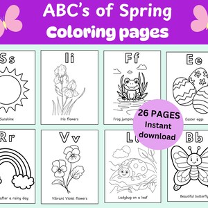 Spring Coloring Pages for Kids, Alphabet Coloring Pages, Preschool ...