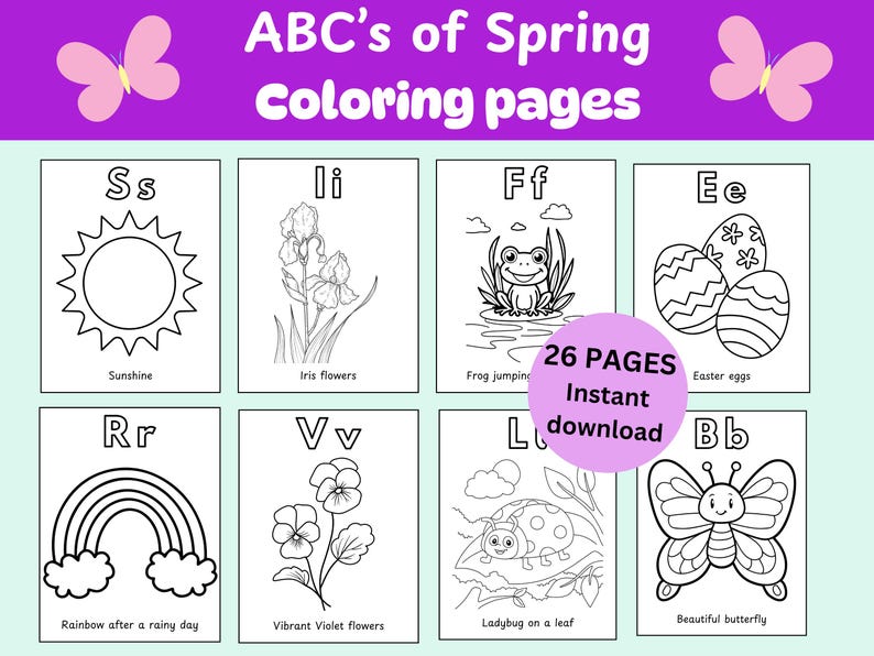 Spring Coloring Pages for Kids, Alphabet Coloring Pages, Preschool ...