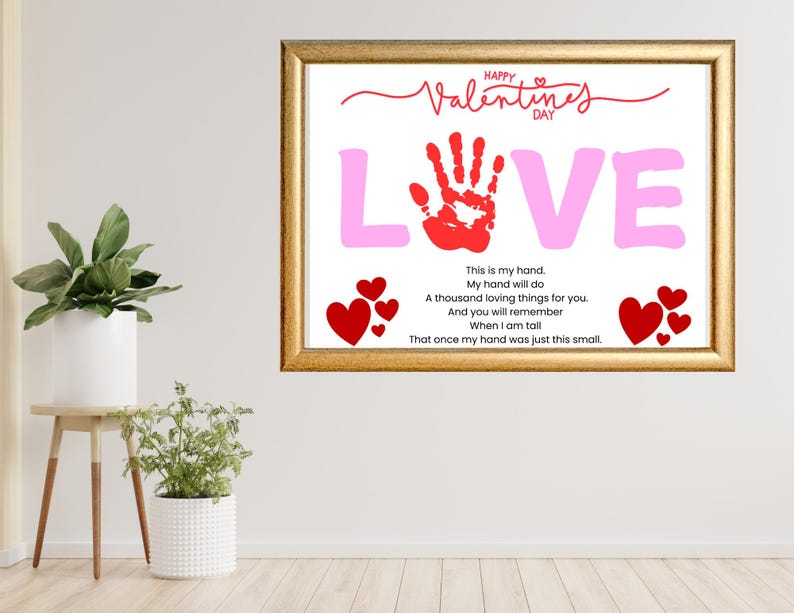 Valentines Day Handprint Craft Love, Kids Keepsake Art, Printable Heart ...