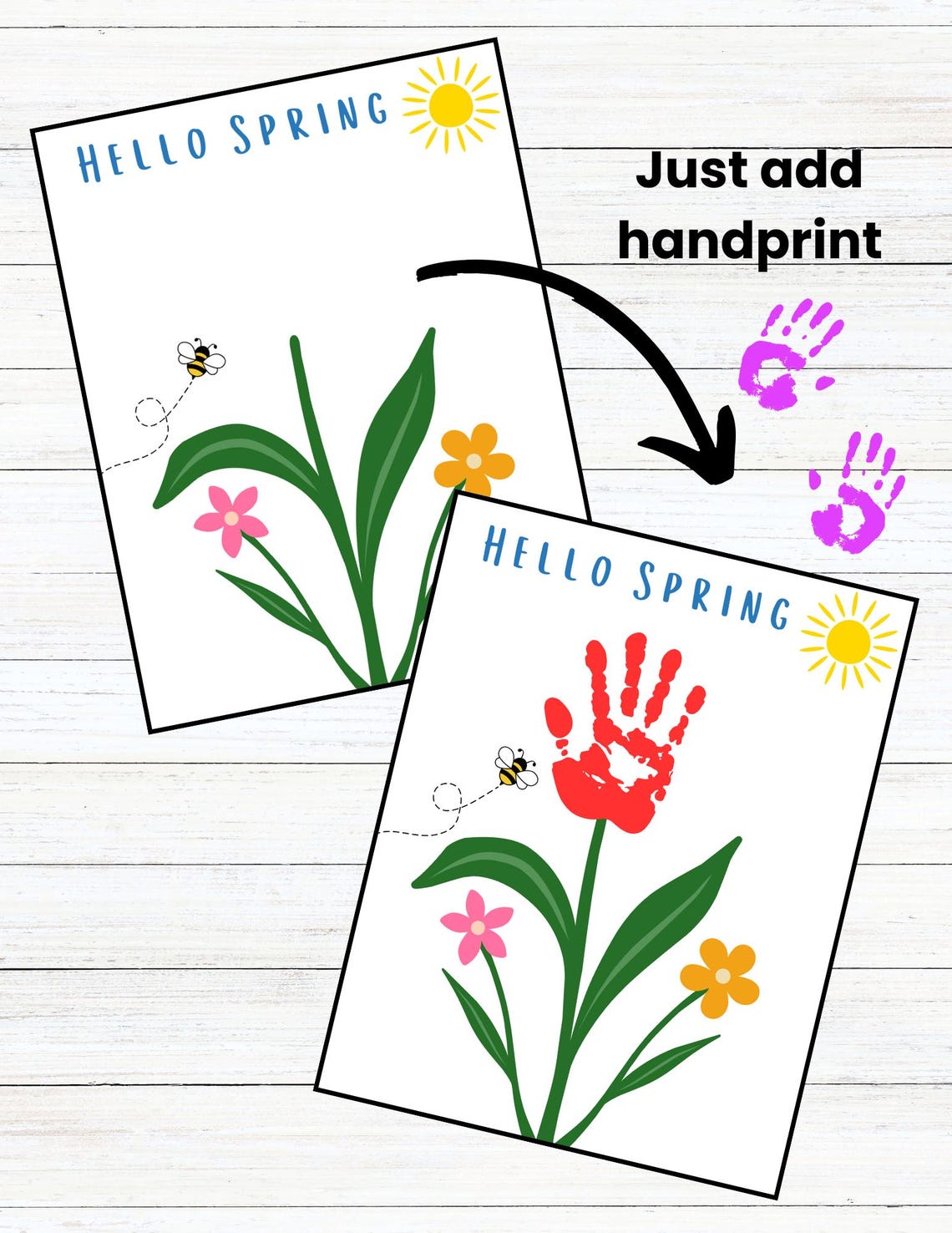 Spring Handprint Craft, Spring Handprint Art, Spring Craft Printable ...