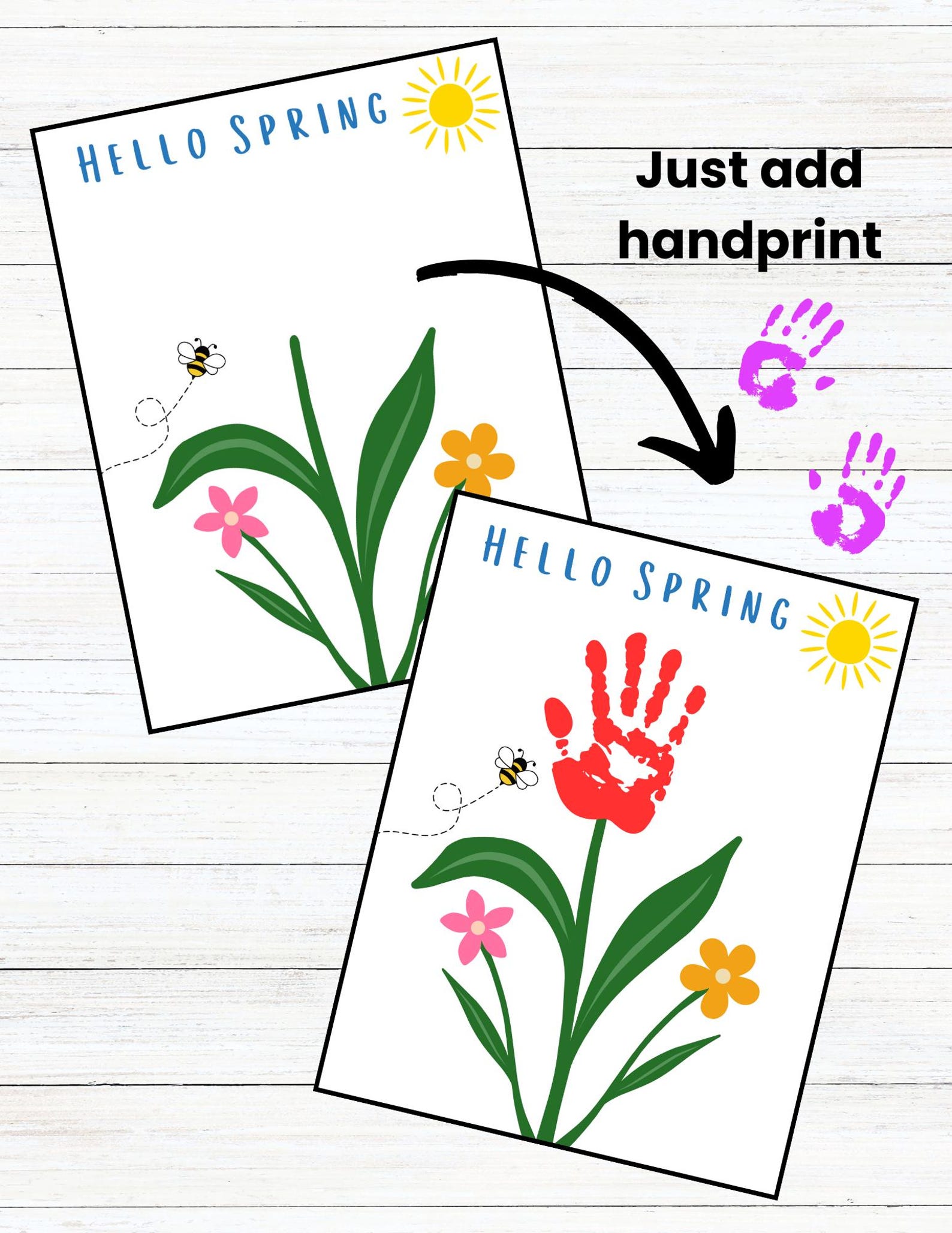 Spring Handprint Craft, Spring Handprint Art, Spring Craft Printable ...