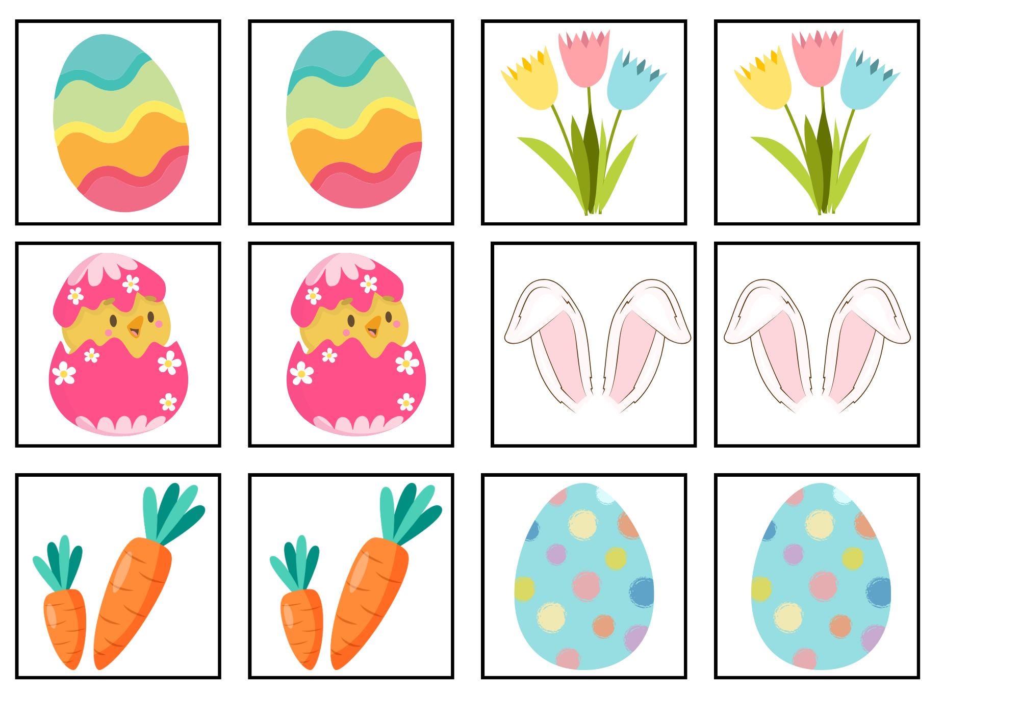 Fun Kids Matching Game Printable, Memory Match Activity for Easter ...