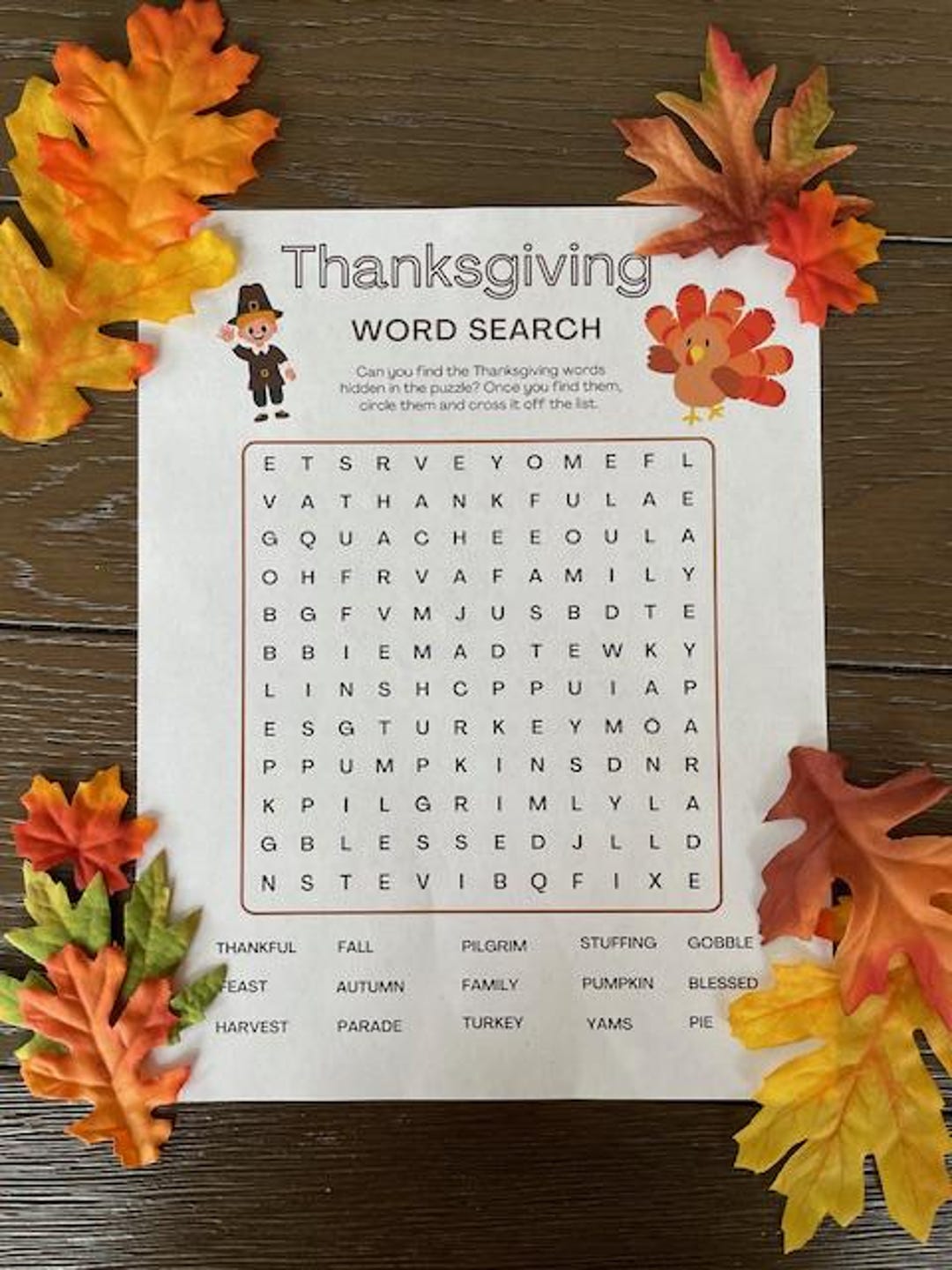 Thanksgiving Word Search, Thanksgiving Printable, Kids Holiday ...