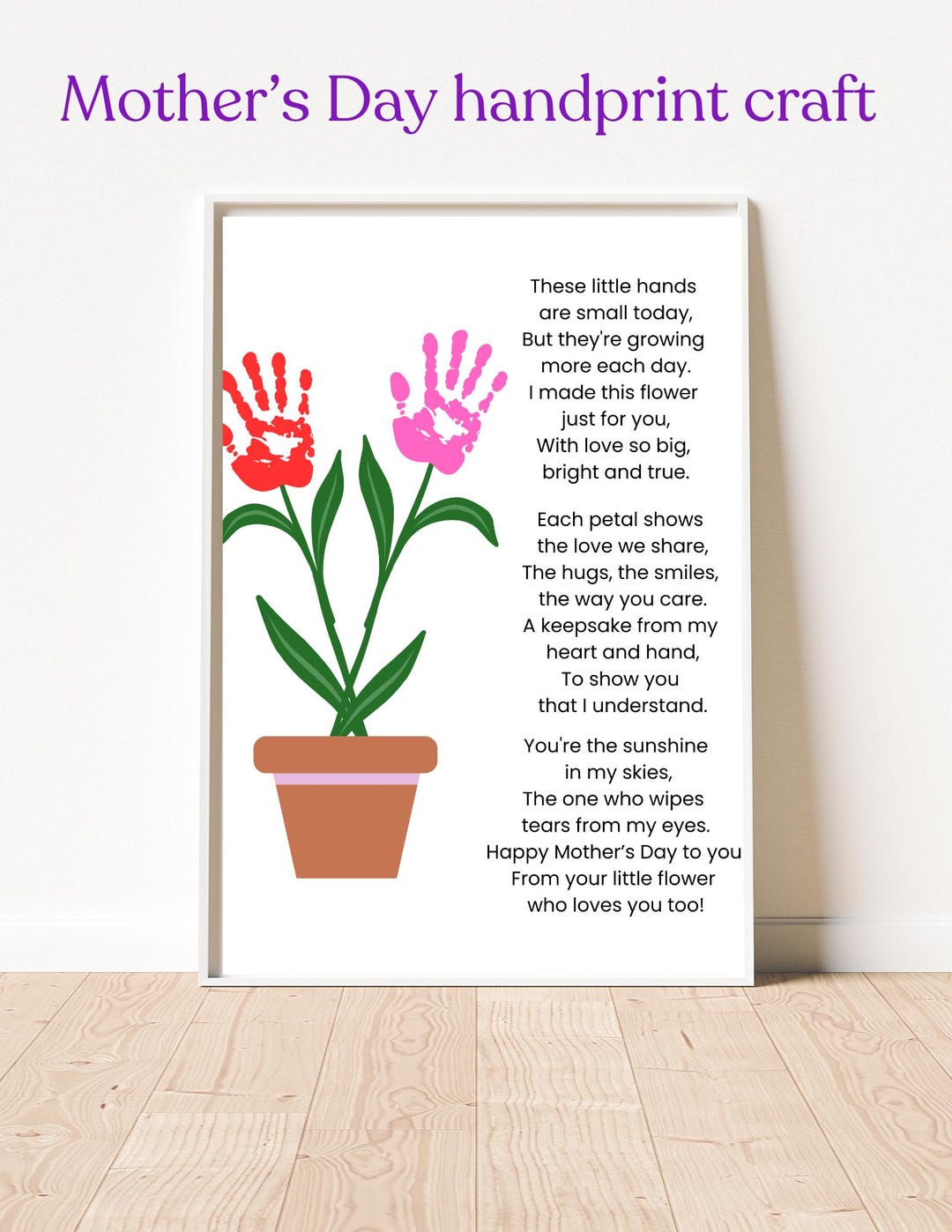 Handprint Sign, Mothers Day Craft, Mothers Day Handprint Art, Mothers ...
