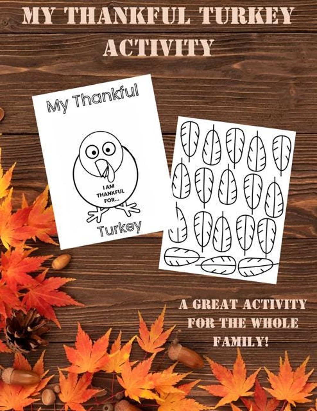 Thanksgiving Thankful Turkey, Digital Download, Thanksgiving Craft ...