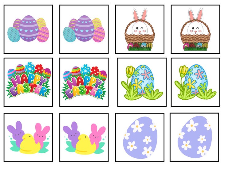 Fun Kids Matching Game Printable, Memory Match Activity for Easter ...