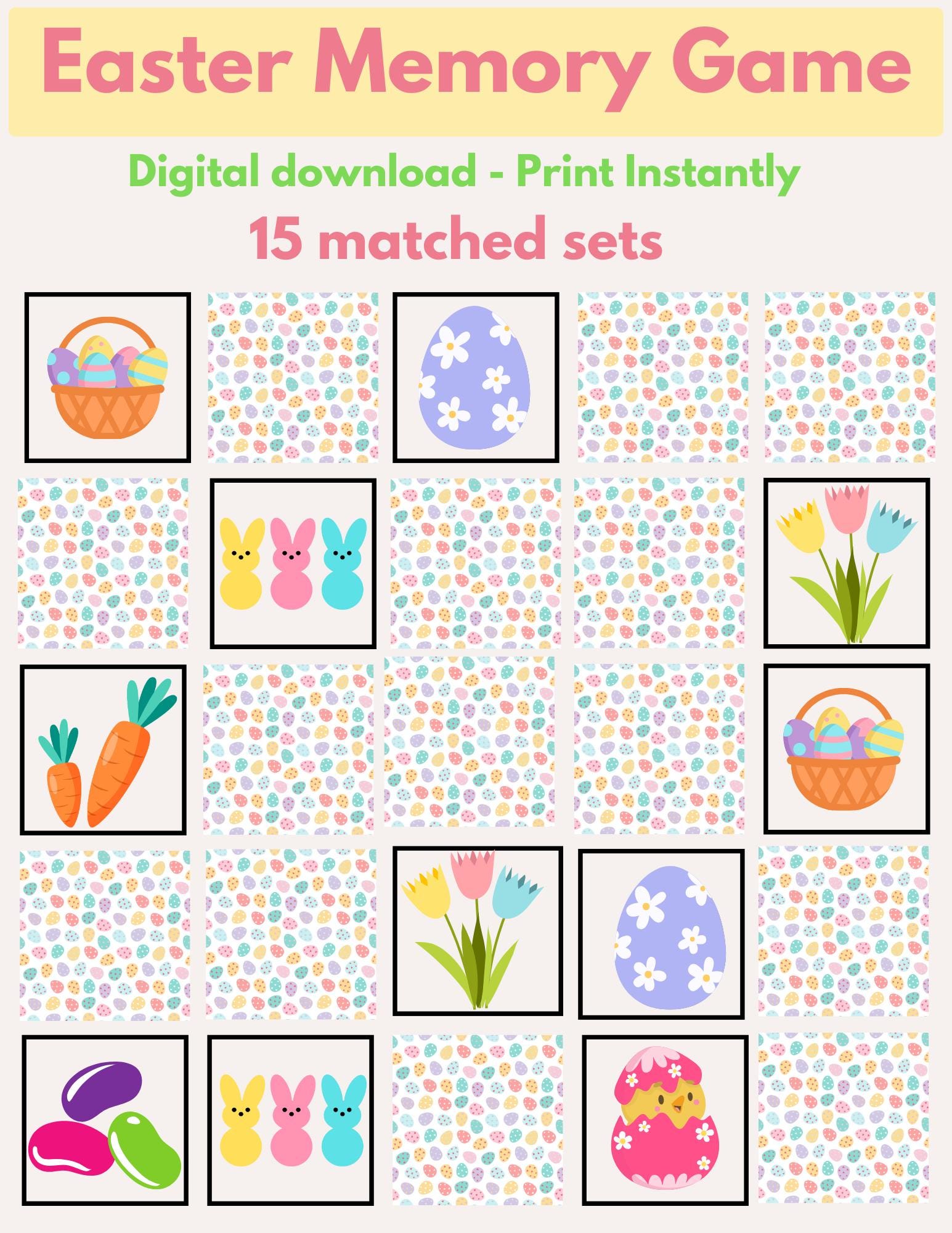 Fun Kids Matching Game Printable, Memory Match Activity for Easter ...