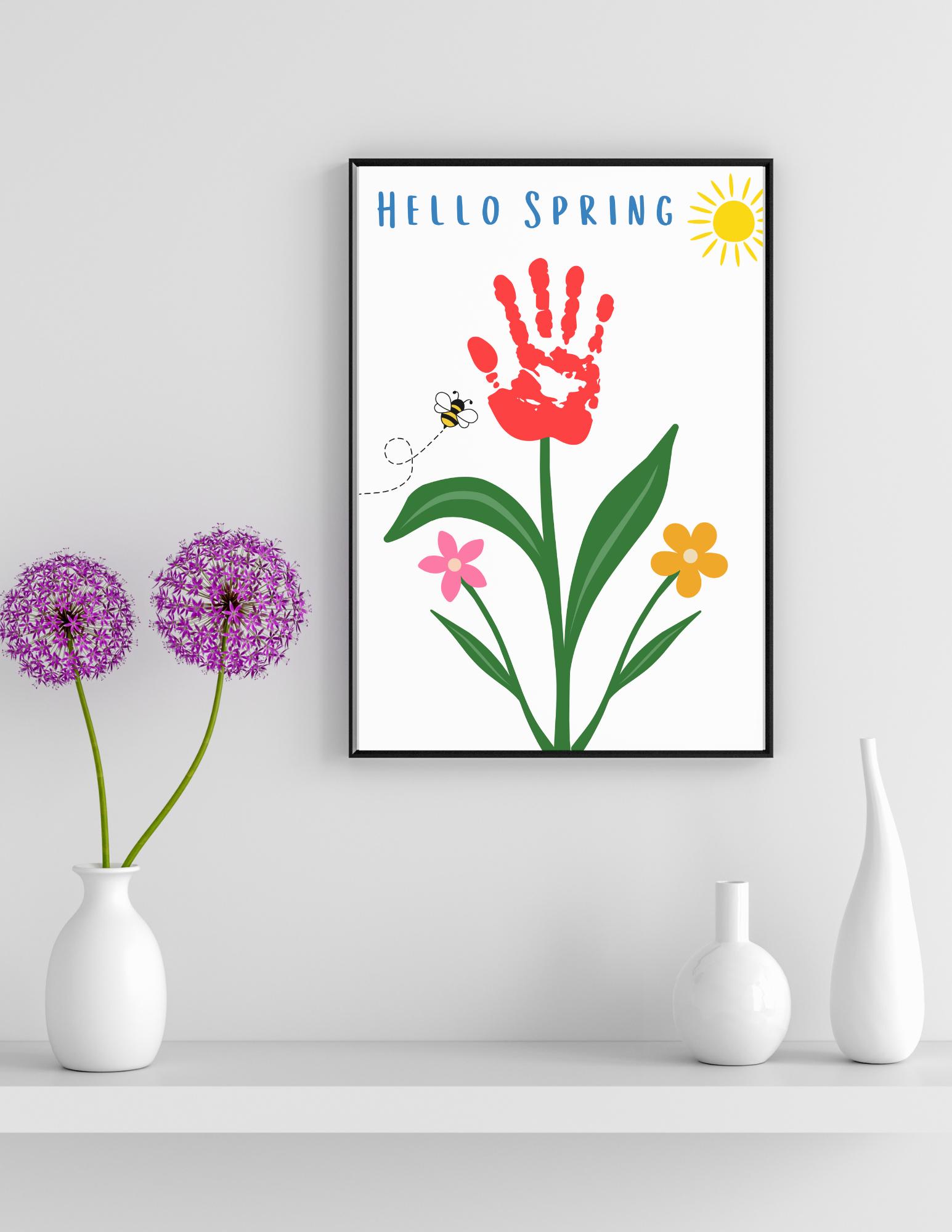 Spring Handprint Craft, Spring Handprint Art, Spring Craft Printable ...