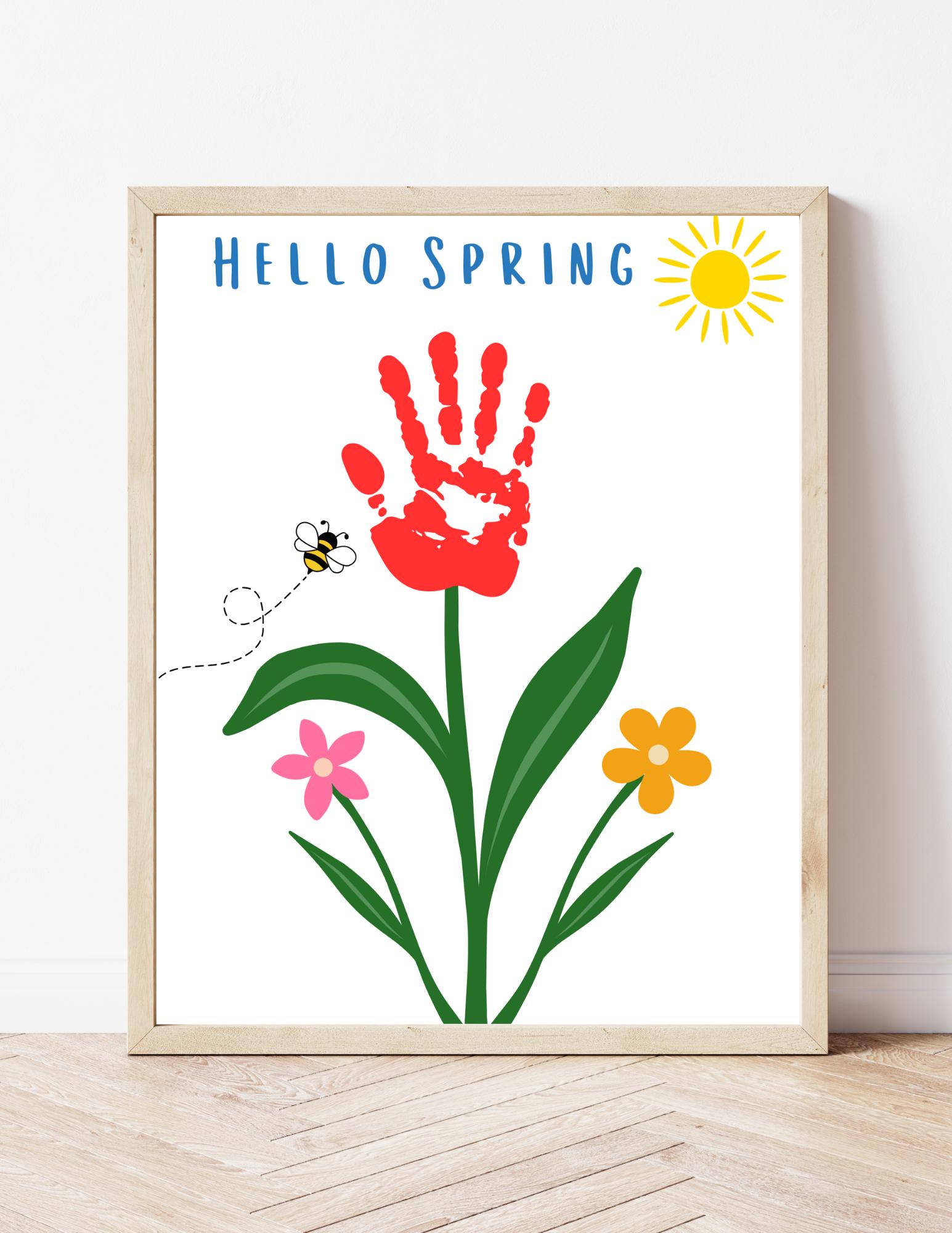 Spring Handprint Craft, Spring Handprint Art, Spring Craft Printable ...