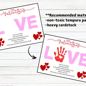 Valentines Day Handprint Craft Love, Kids Keepsake Art, Printable Heart ...