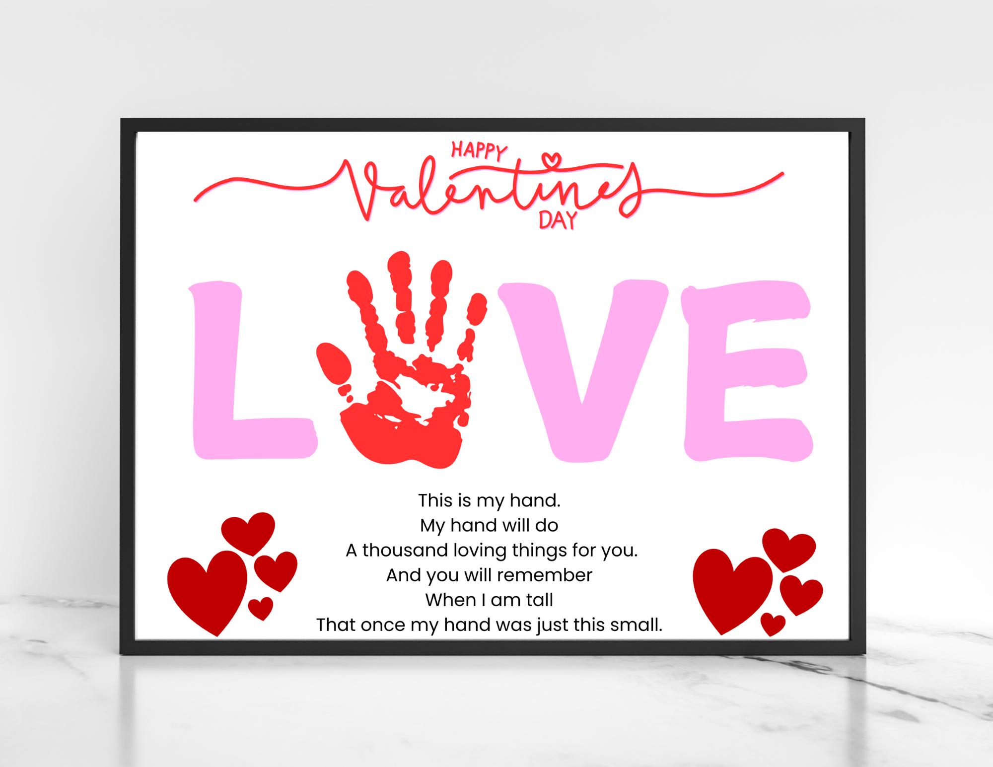 Valentines Day Handprint Craft Love, Kids Keepsake Art, Printable Heart ...
