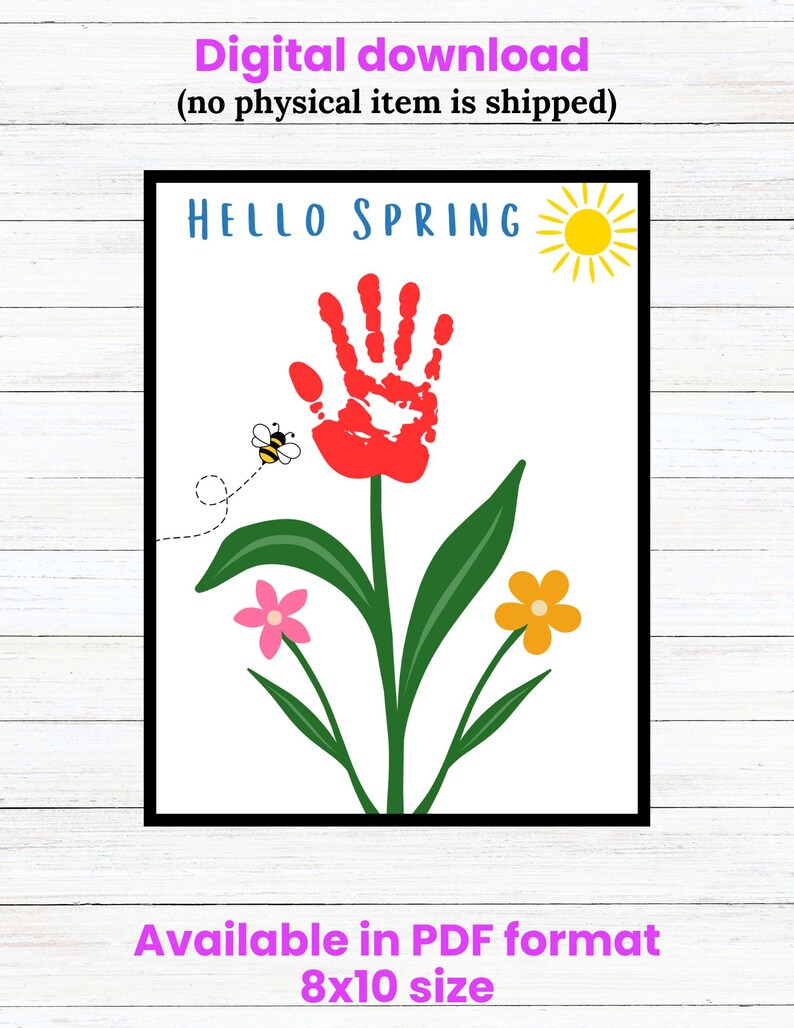 Spring Handprint Craft, Spring Handprint Art, Spring Craft Printable ...
