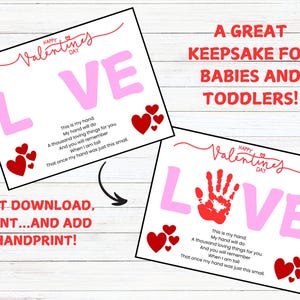 Valentines Day Handprint Craft Love, Kids Keepsake Art, Printable Heart ...