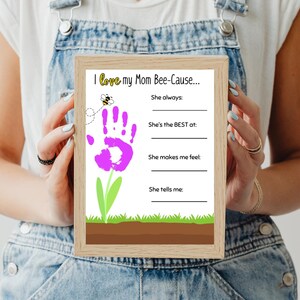 Mothers Day Handprint Sign, I Love My Mom Because, Mothers Day Craft ...