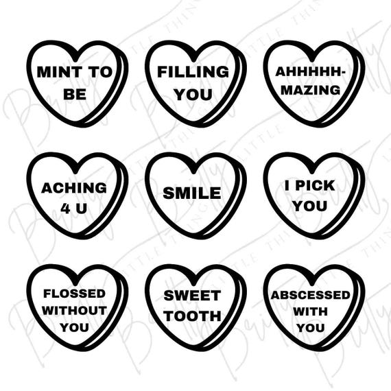 Conversation Hearts Clipart Black And White