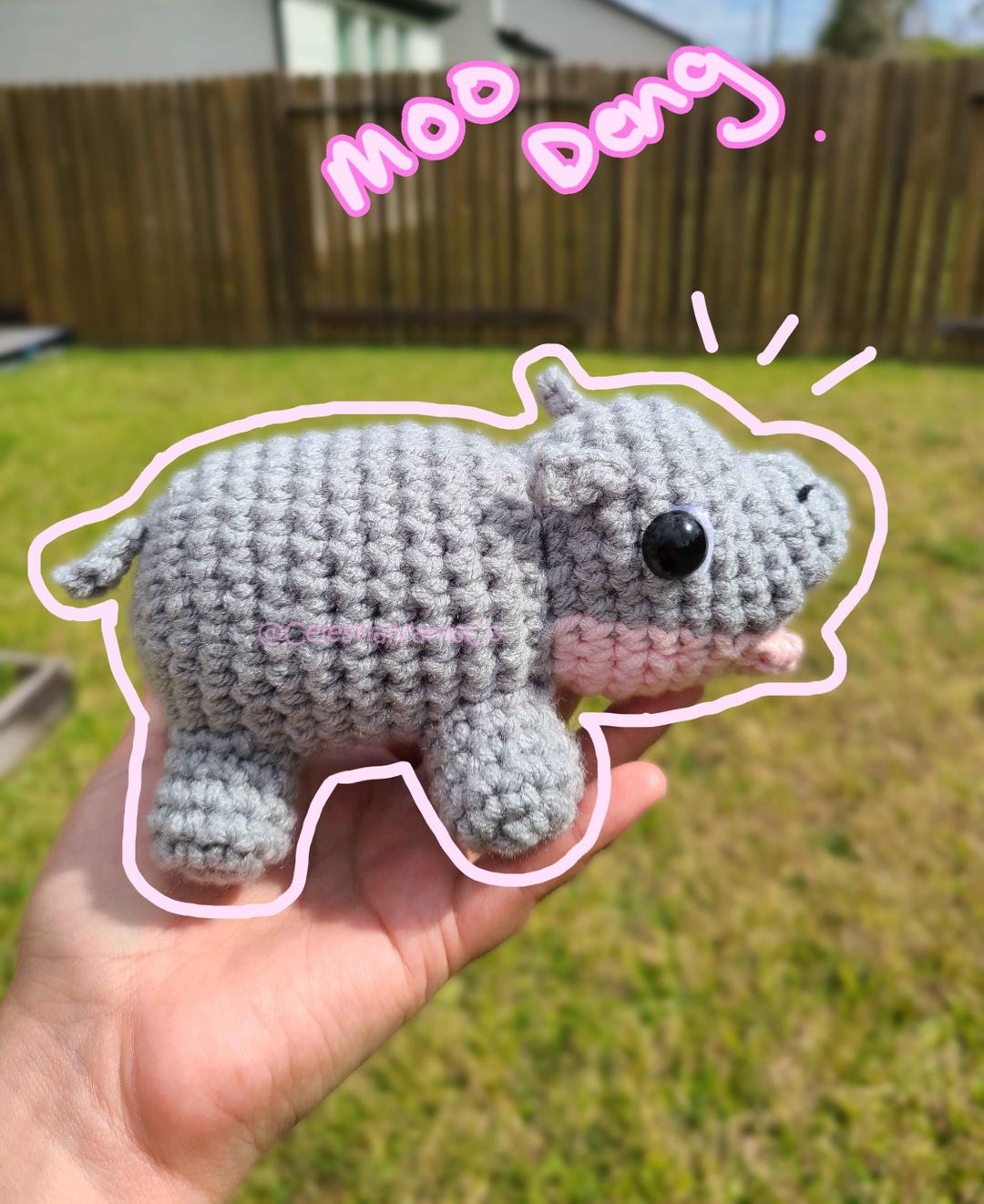 Moo Deng Crochet Pygmy Hippo Plushie MADE TO ORDER - Etsy