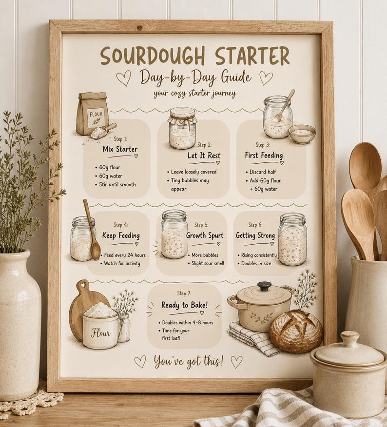 Sourdough Starter Day-by-day Guide | Beginner Farmhouse Printable ...