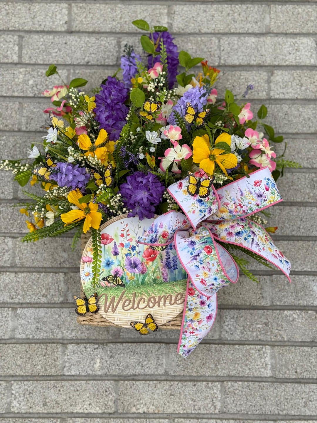 Spring Butterfly Welcome Hanging Basket - Etsy