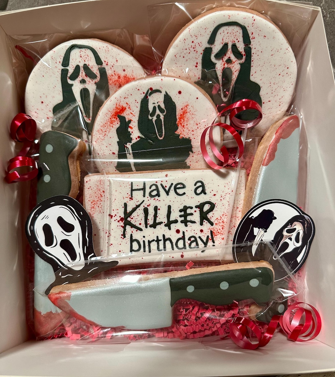 Set of 7 ‘KILLER BIRTHDAY’ Themed Cookies. Horror Movie Inspired. Baked ...