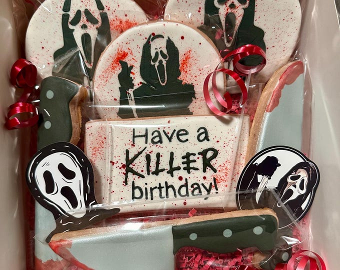 Set of 7 ‘KILLER BIRTHDAY’ Themed Cookies. Horror Movie Inspired. Baked ...