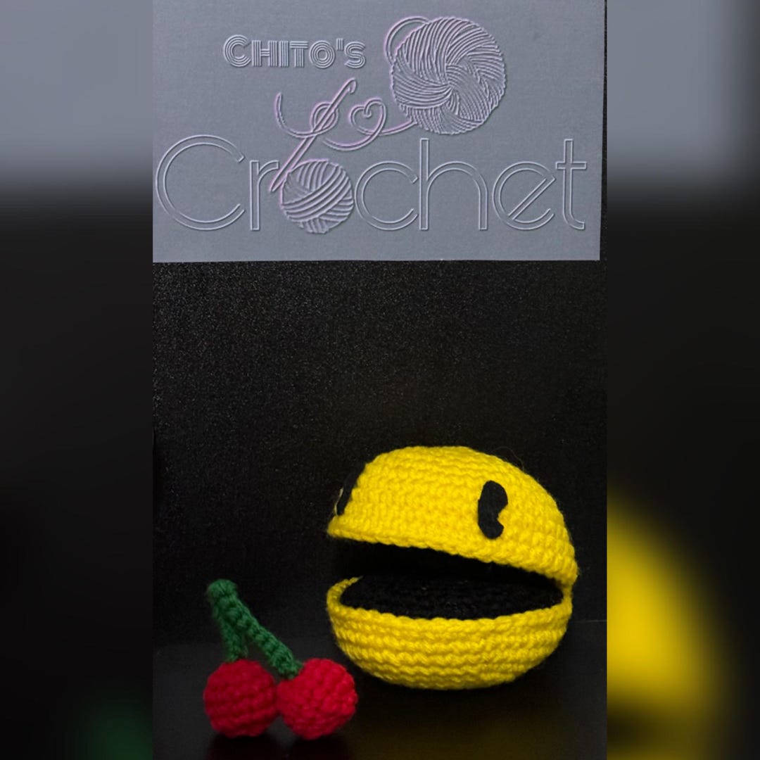 PAC-MAN /cherry a Crochet Amigurumi Toy Doll Plush - Etsy