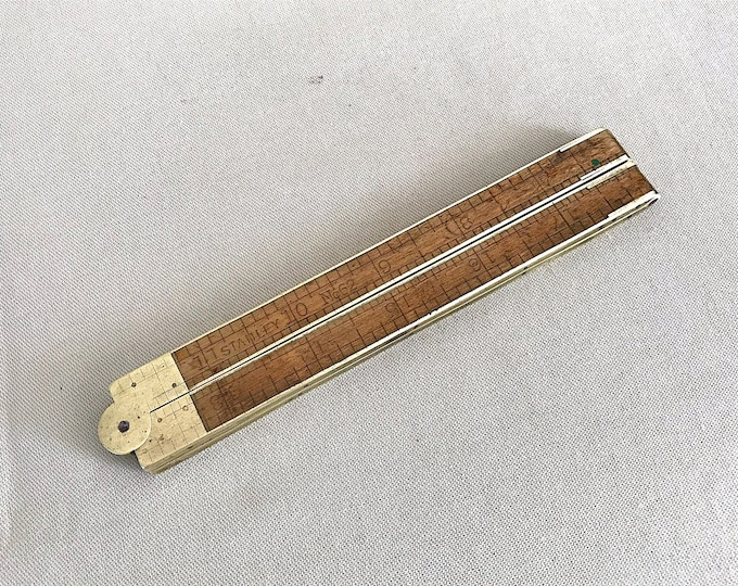 Rare Antique Wood and Brass Carpenter's Folding Ruler - Etsy