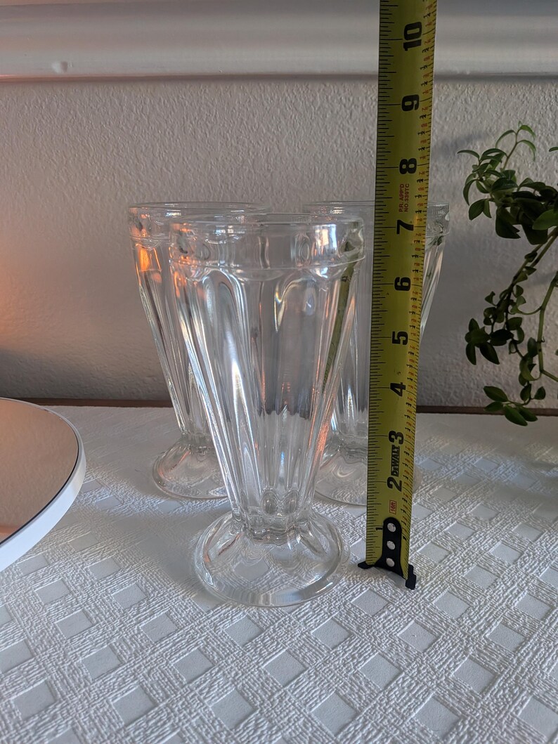 Vintage Crisa 7" Tall Footed Milkshake Glasses | Soda Fountain Parlor ...