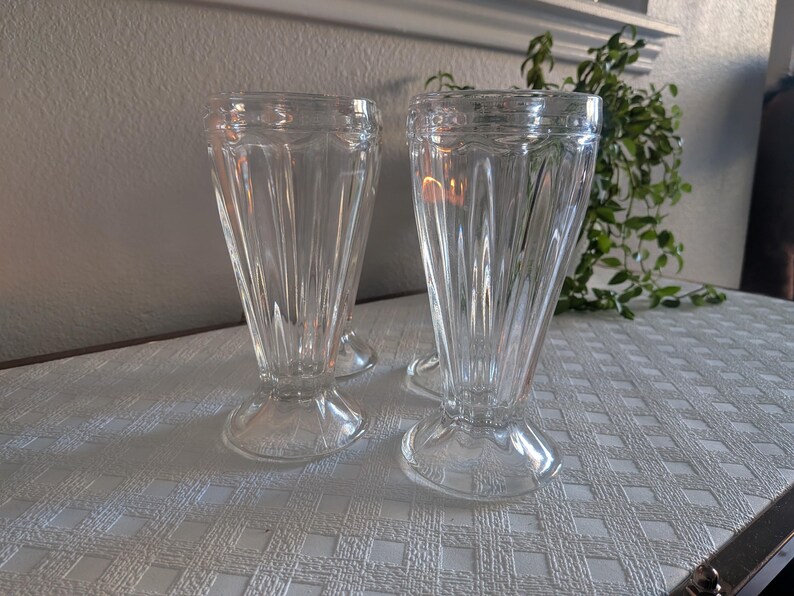 Vintage Crisa 7" Tall Footed Milkshake Glasses | Soda Fountain Parlor ...