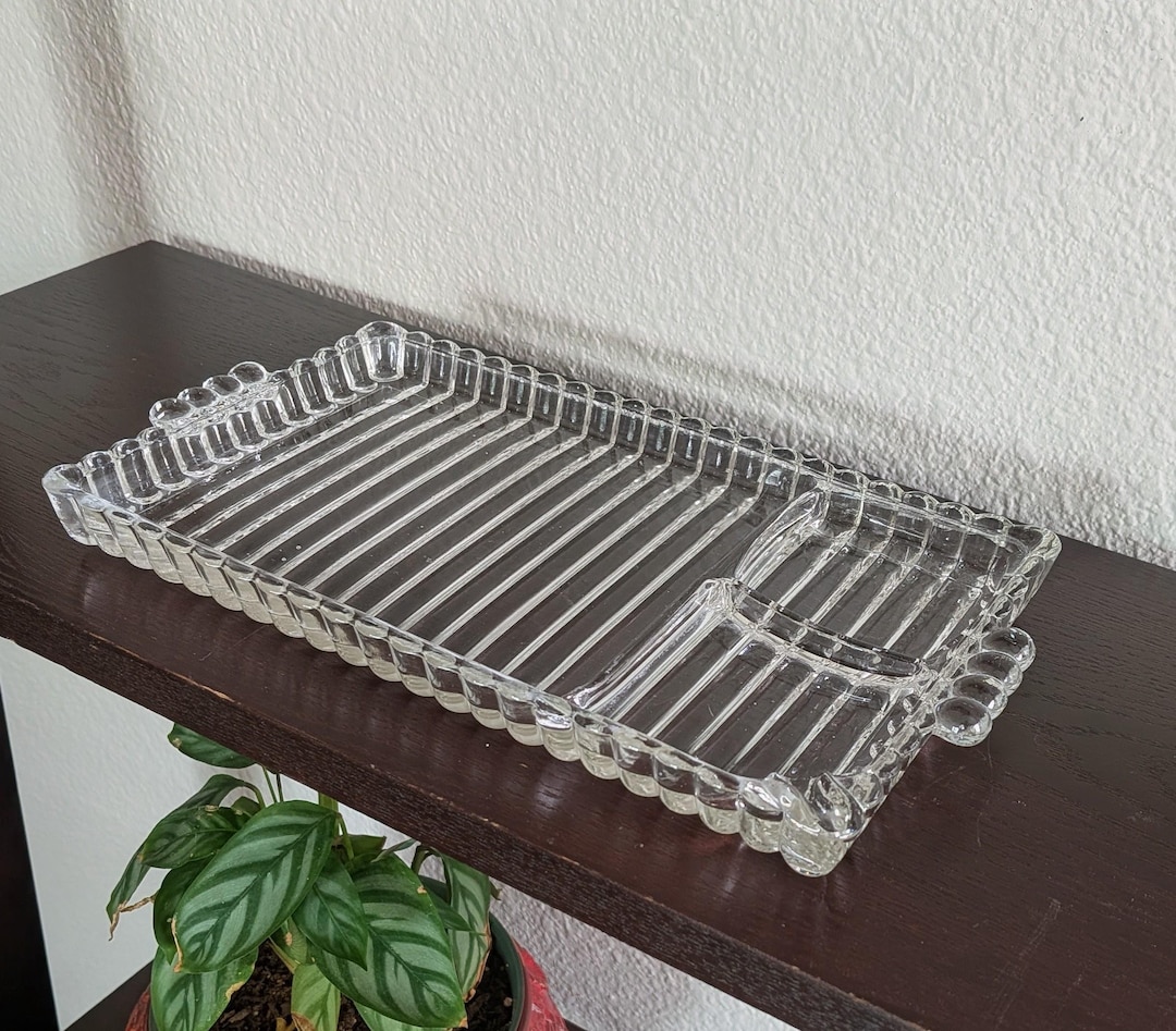 Vintage Hazel Atlas Glass Ball and Rib Snack/tobacco Tray - Etsy