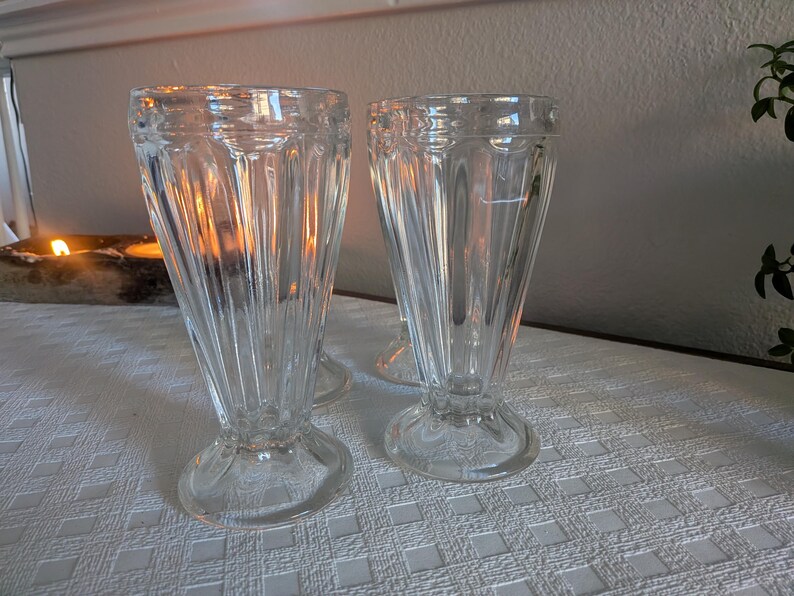 Vintage Crisa 7" Tall Footed Milkshake Glasses | Soda Fountain Parlor ...