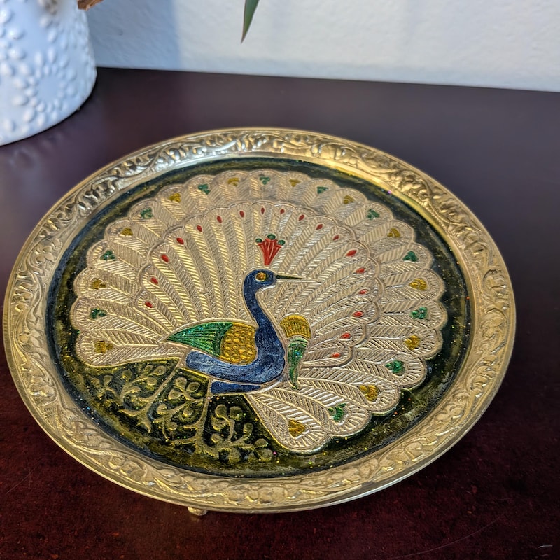 Vintage Enamel Peacock - Etsy