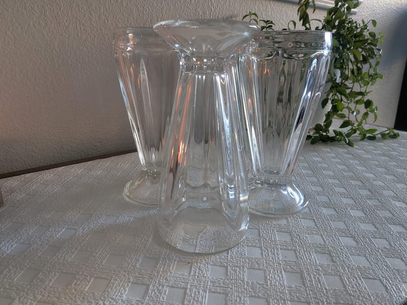 Vintage Crisa 7" Tall Footed Milkshake Glasses | Soda Fountain Parlor ...