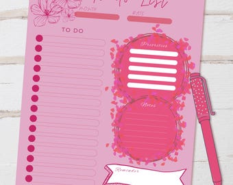 Cute Rustic Flower Printable Daily Planner to Do List PDF - Etsy