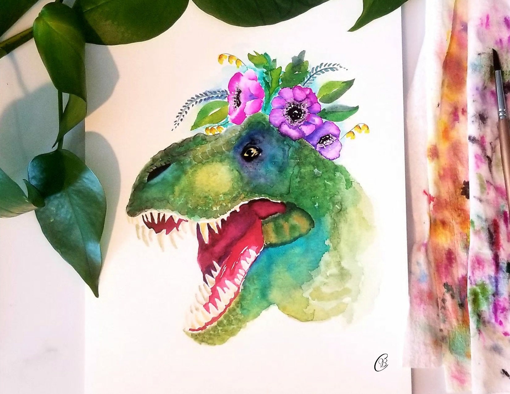 T Rex Watercolor Print Original Artwork - Etsy