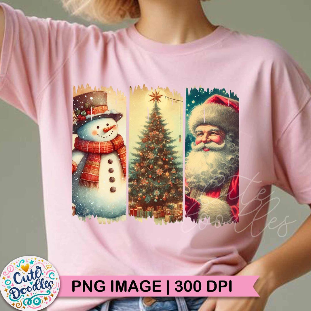 Retro Vintage Santa Png, Sublimation Clipart, Snowman PNG, Christmas ...