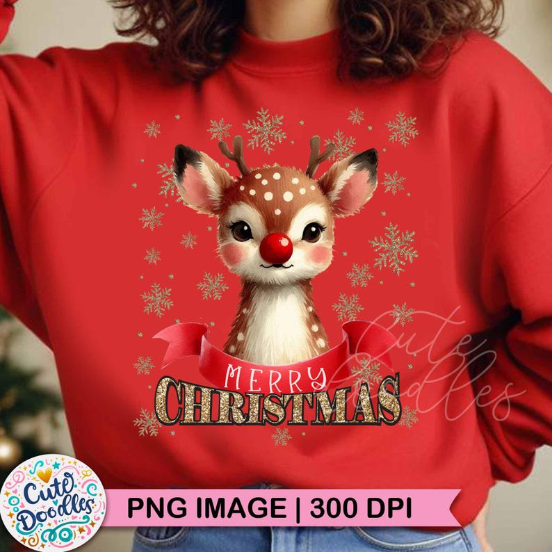Merry Christmas Png, Reindeer Png, Rudolph Png, Sublimation Designs ...