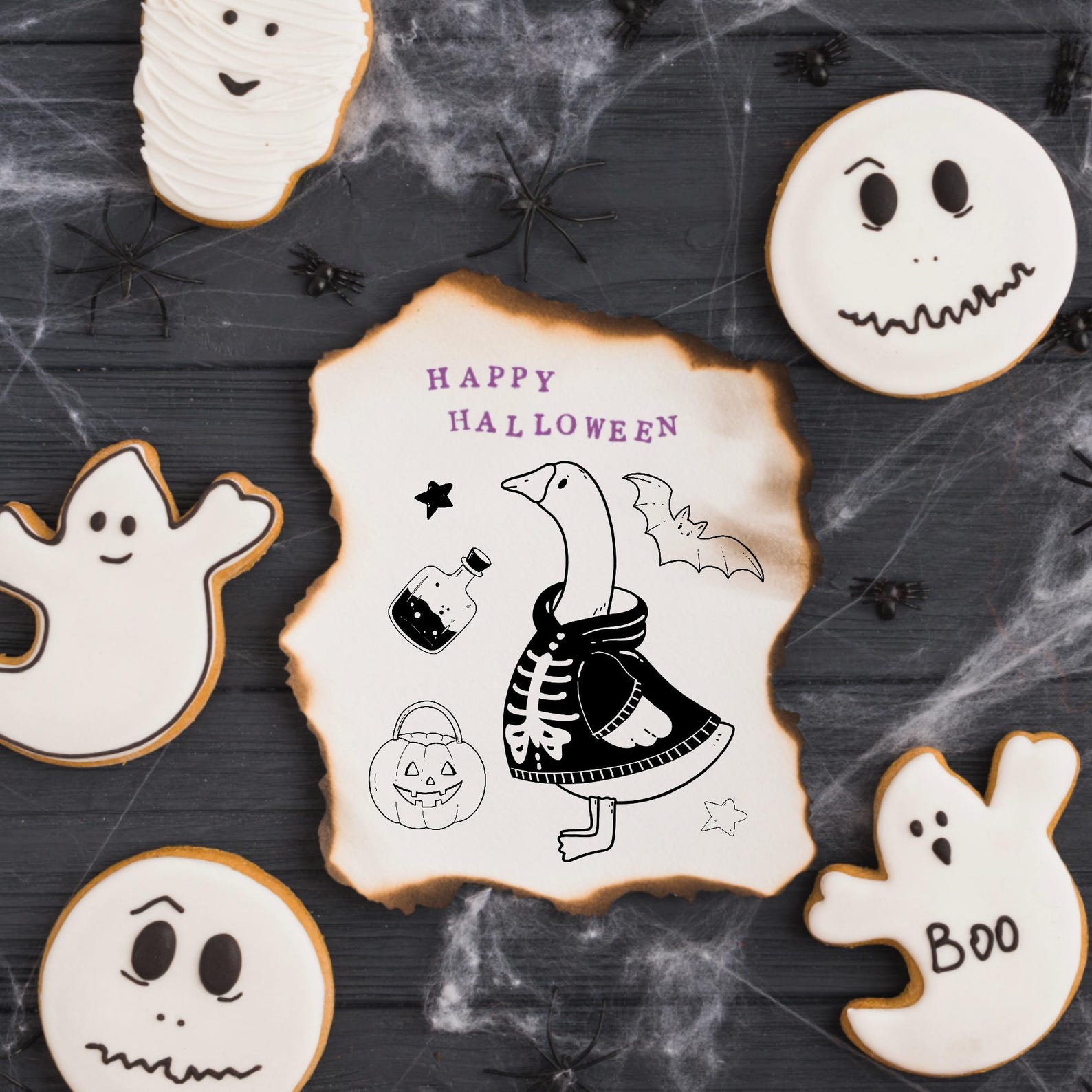 Halloween Silly Goose Clipart, Geese in Costume PNG SVG, Funny Doodles ...