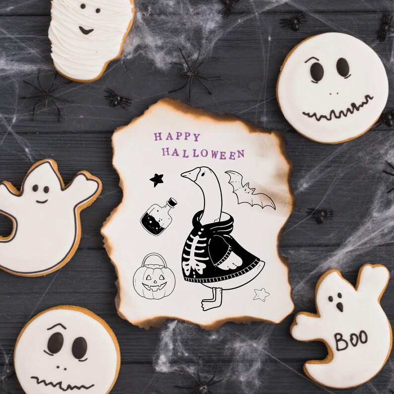 Halloween Silly Goose Clipart, Geese in Costume PNG SVG, Funny Doodles ...