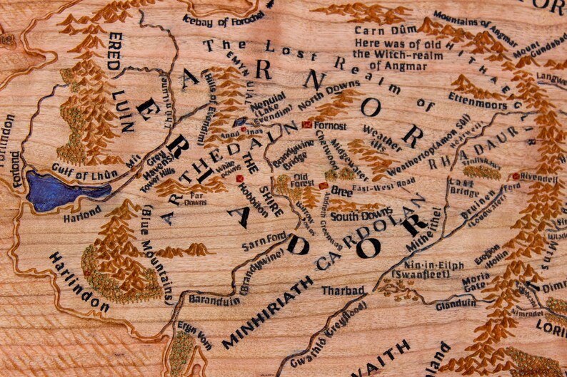 Engraved Map of Tolkien's Middle Earth - Etsy