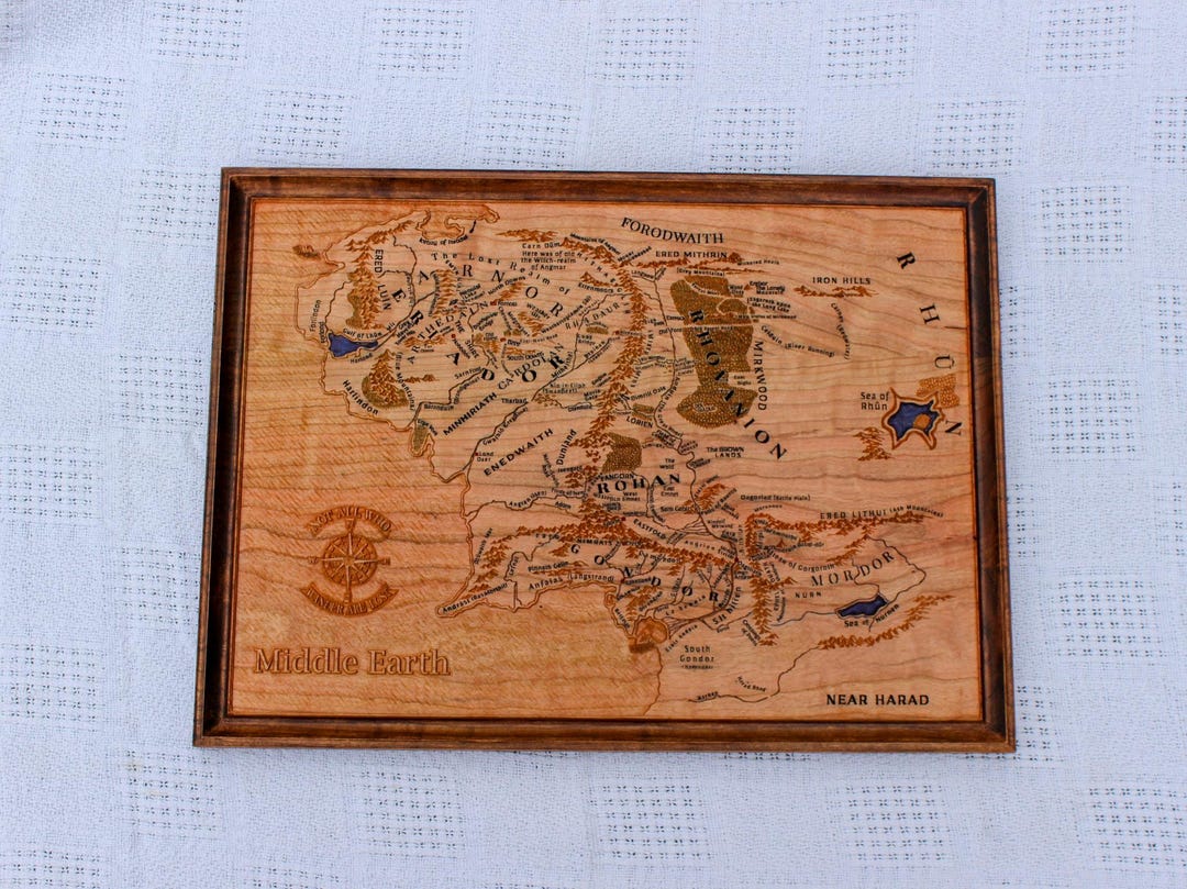 Engraved Map of Tolkien's Middle Earth - Etsy