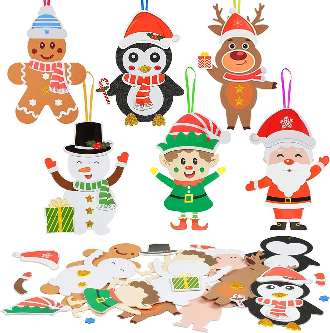 12 Pack Christmas Crafts for Kids Christmas Foam Stickers With Snowman ...