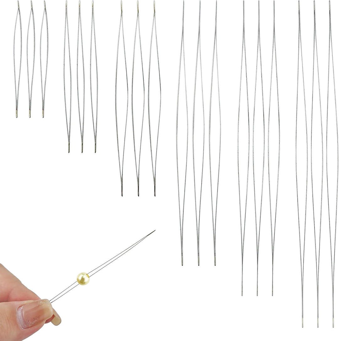 18 Pieces Beading Needles, 6 Sizes Beading Embroidery Needles, Big Eye ...