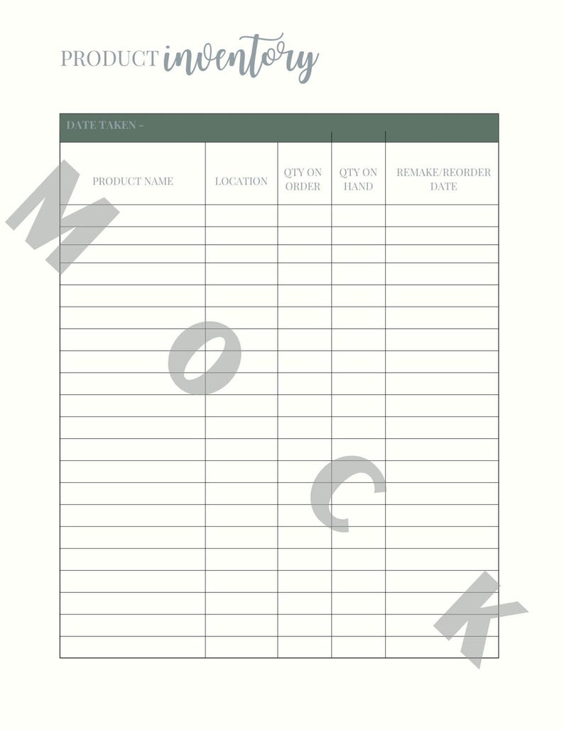 Editable Inventory Tracker Printable Business Inventory Tracker Product ...