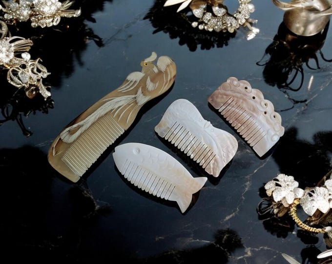 Handmade Natural Shell and Buffalo Horn Comb, Anti-static Massage Hair ...