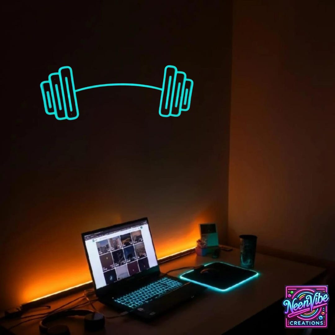 Custom Dumbbell Neon Sign Barbell LED Light for Gym Decor Fitness Club ...