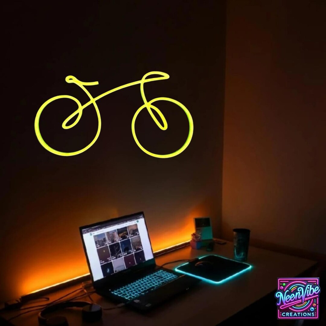 Bike Neon Sign Bicycle Wall Art & Decor, LED Bicycle Light for Home ...