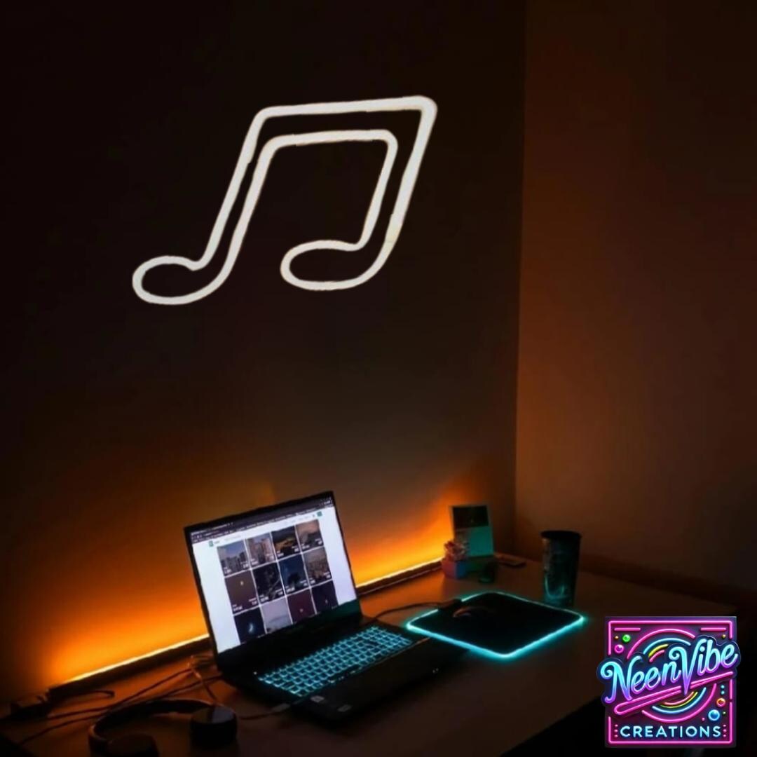 Music Note Neon Sign Custom LED Wall Decor for Music Studio, Bar, Club ...